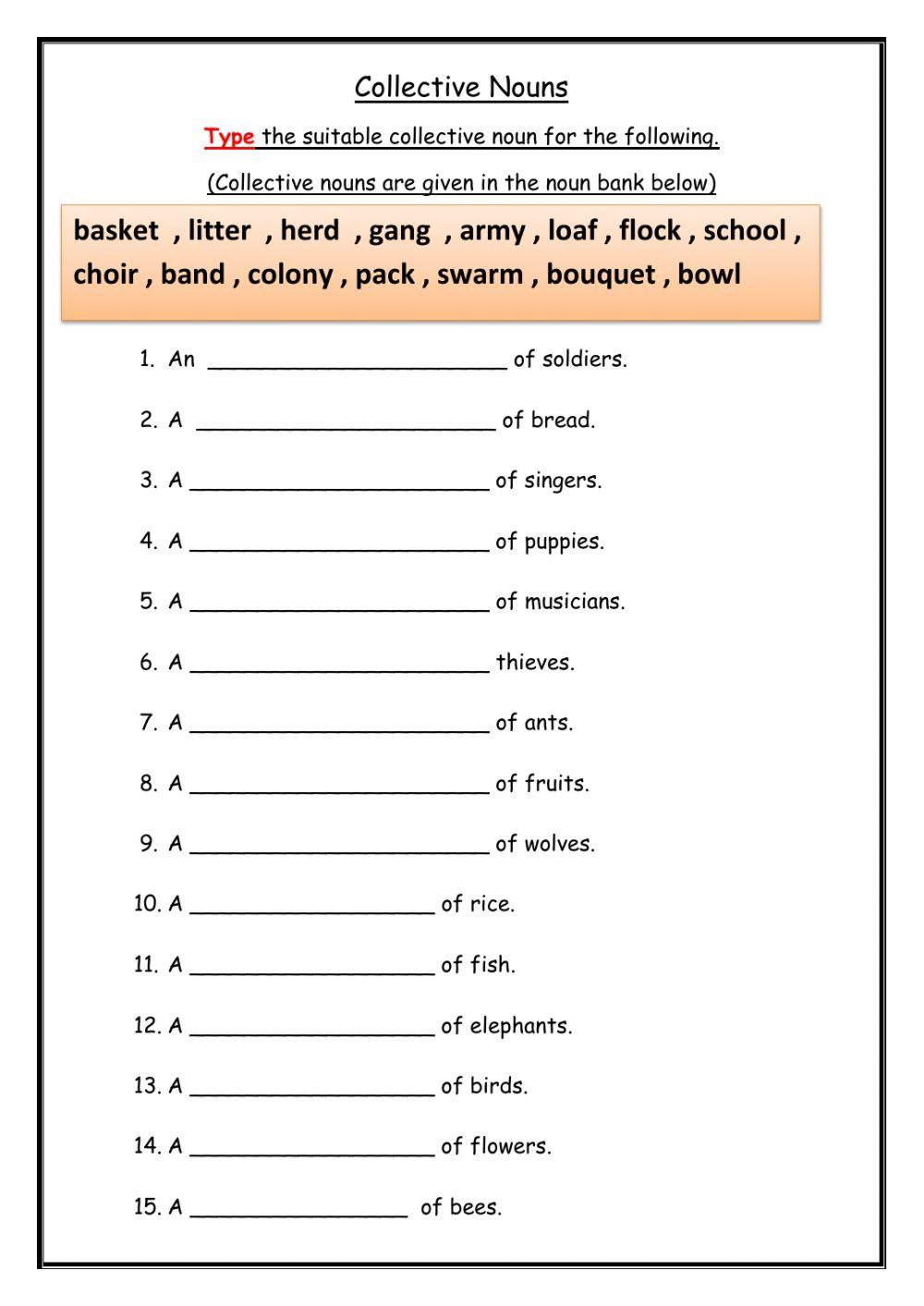 Collective Nouns Worksheets Collective Nouns Collective Nouns Worksheets Collective Nouns
