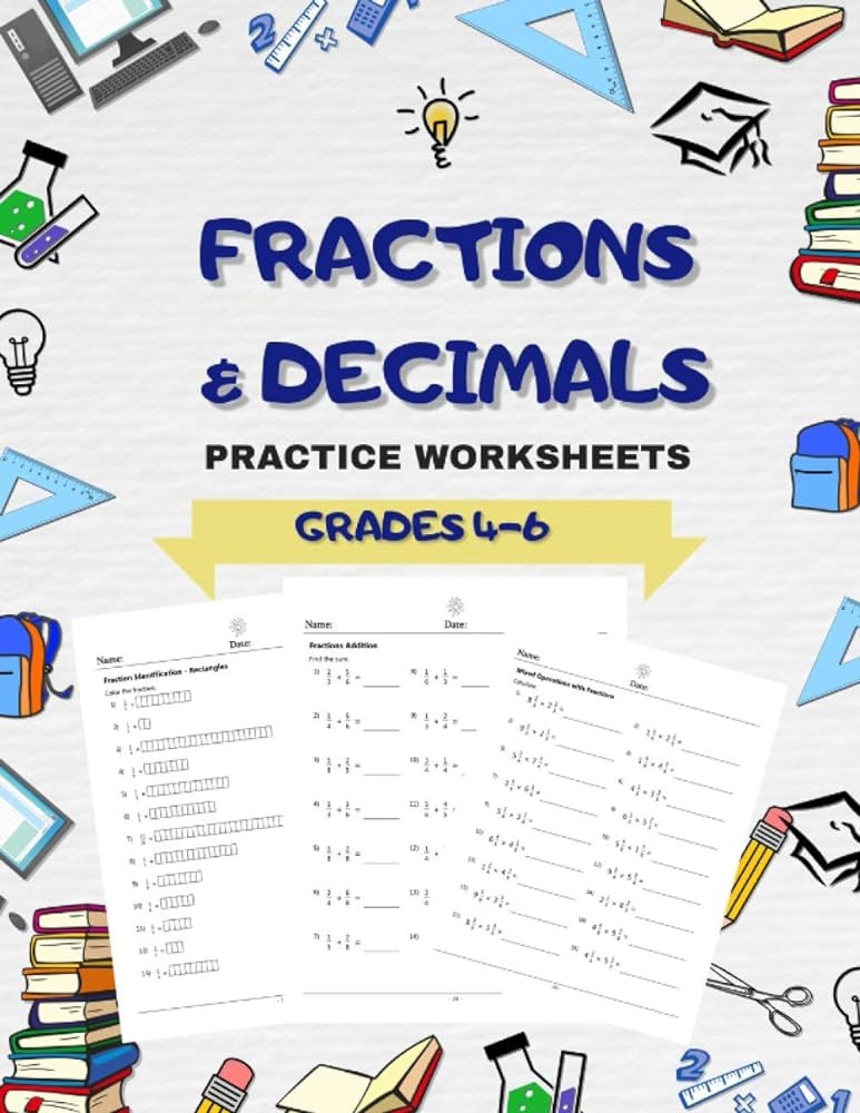 Worksheets: Convert fractions to decimals (denominator: 10/100 ...