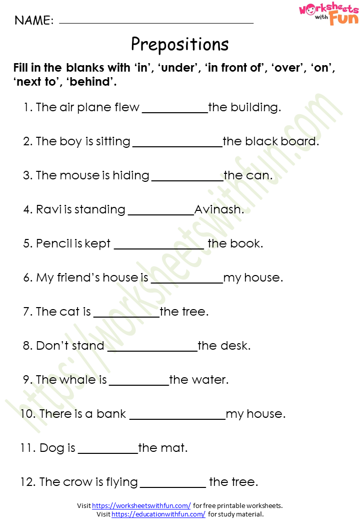 Prepositions Worksheets Worksheets Library Prepositions Worksheets Worksheets Library