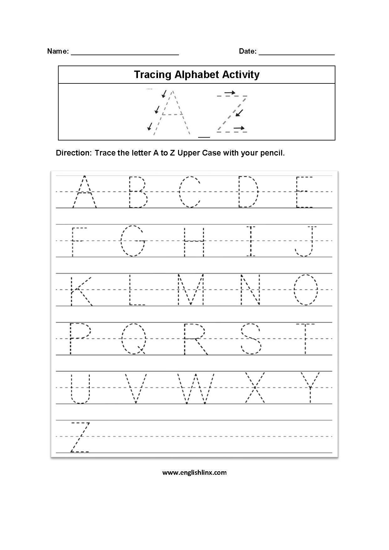 A to Z Alphabet Worksheets PDF - Printable Activities for Kids