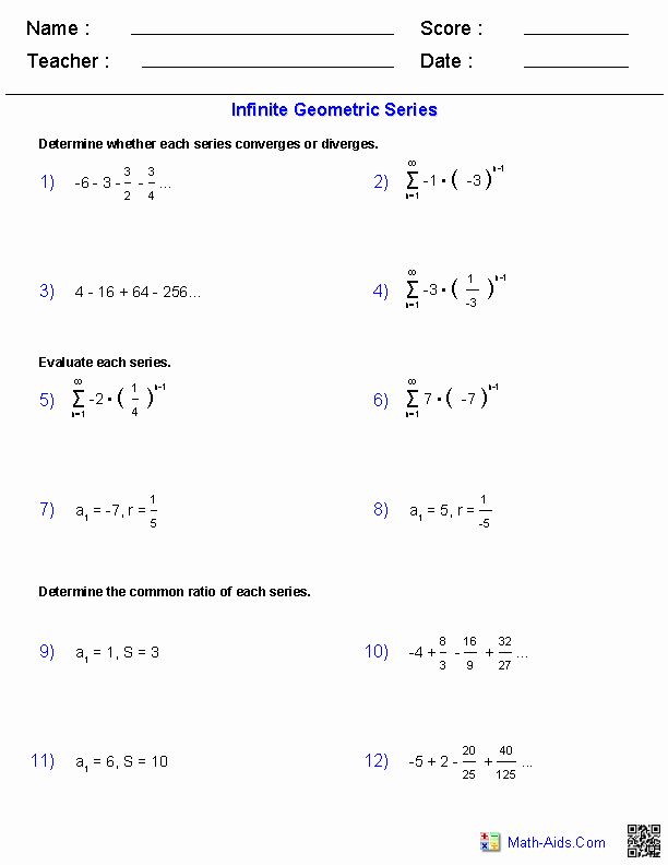 SOLVED: ARITHMETIC SEQUENCES SERIES WORKSHEET (4) Q1: Determine - Worksheets Library