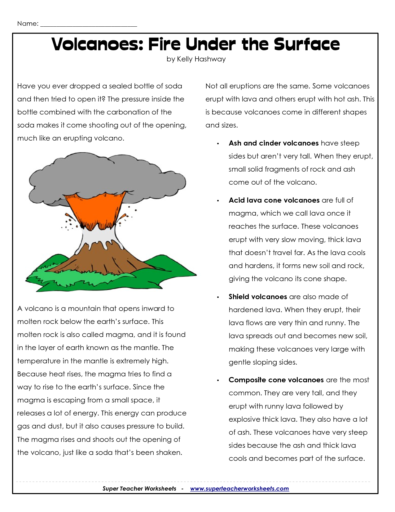 Volcano Worksheet | Teaching Resources - Worksheets Library