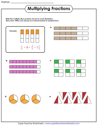 Multiplying fractions | 5th grade Math Worksheet | GreatSchools ...