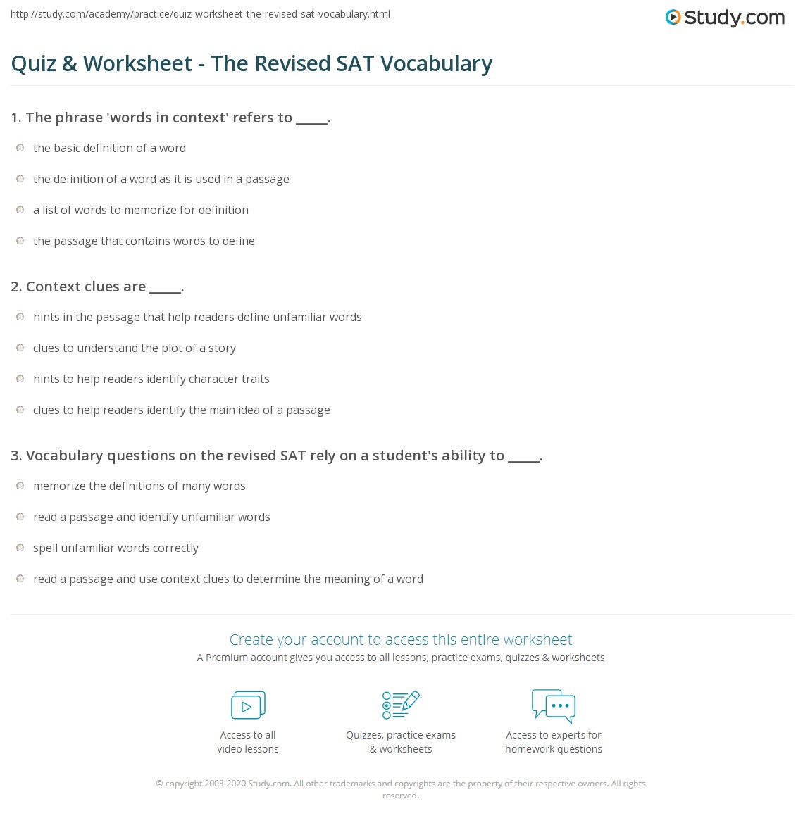 SAT Worksheets - Worksheets Library