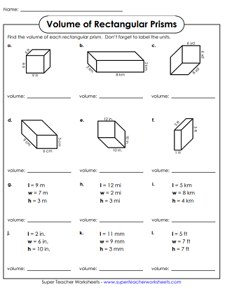 Volume of a Prism Worksheets - Worksheets Library