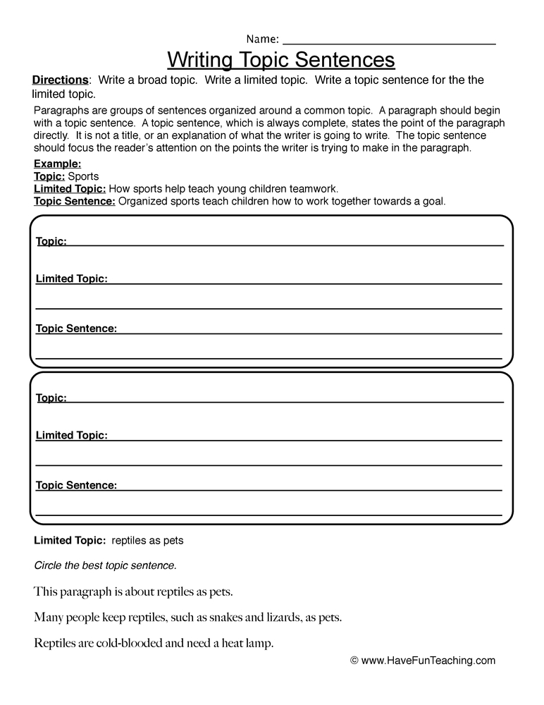 Mastering Topic Sentences Worksheets For Effective Writing Mastering Topic Sentences Worksheets For Effective Writing