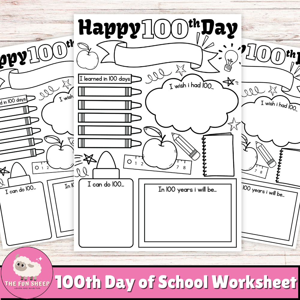 100th Day of School Worksheet | Happy 100Th Day Poster - Coloring ...