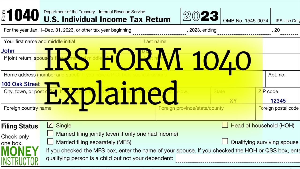 Form 1040 2023 | IRS Tax Filing | Single No Dependents | Money Instructor - Worksheets Library