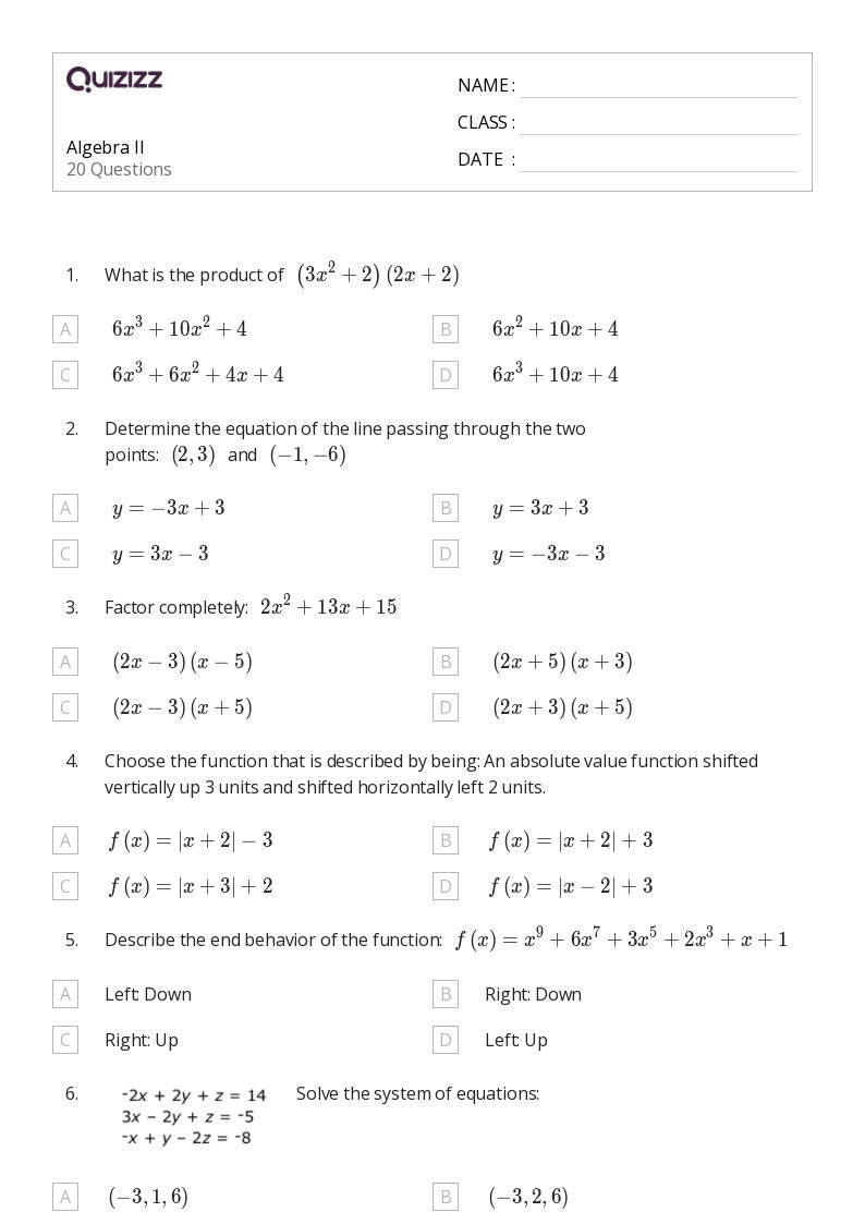 50 Algebra Worksheets For 11th Grade On Quizizz Free Printable 50 Algebra Worksheets For 11th Grade On Quizizz Free Printable