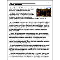 Heroes of September 11 - Reading Comprehension Worksheet | edHelper - Worksheets Library