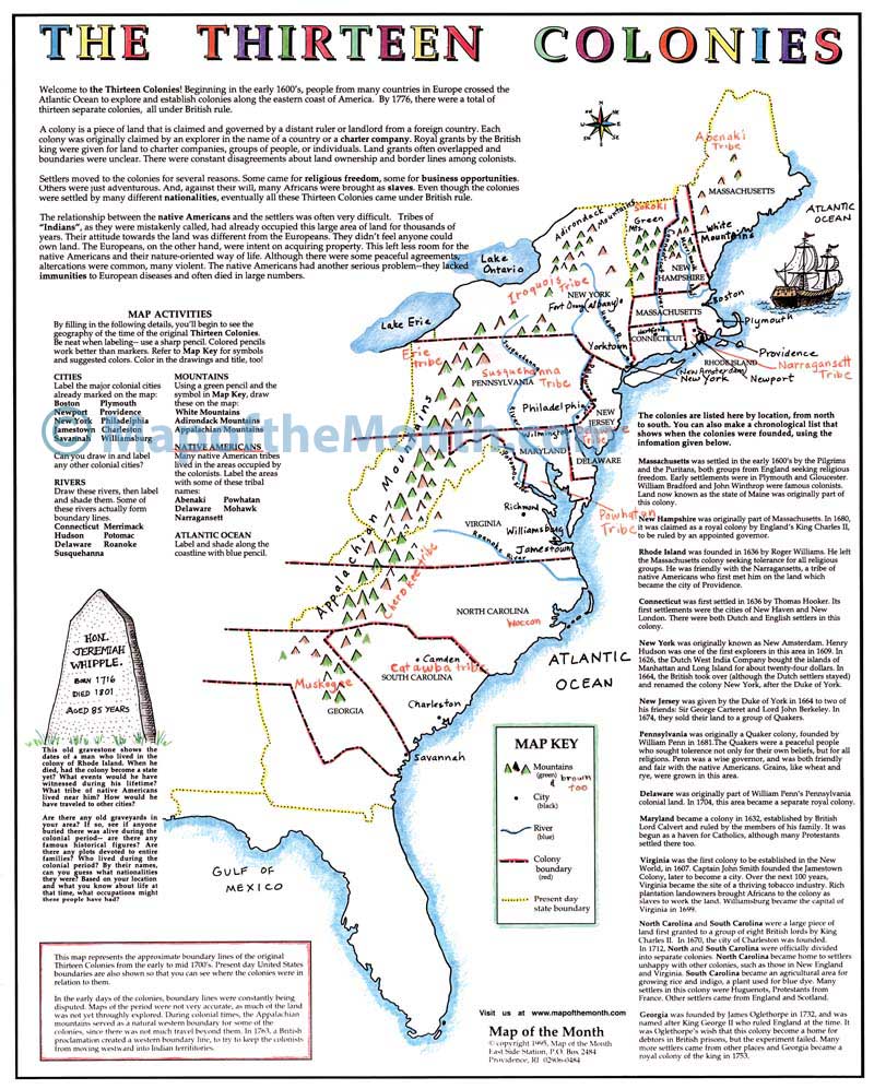 13 Colonies Interactive Map - Worksheets Library