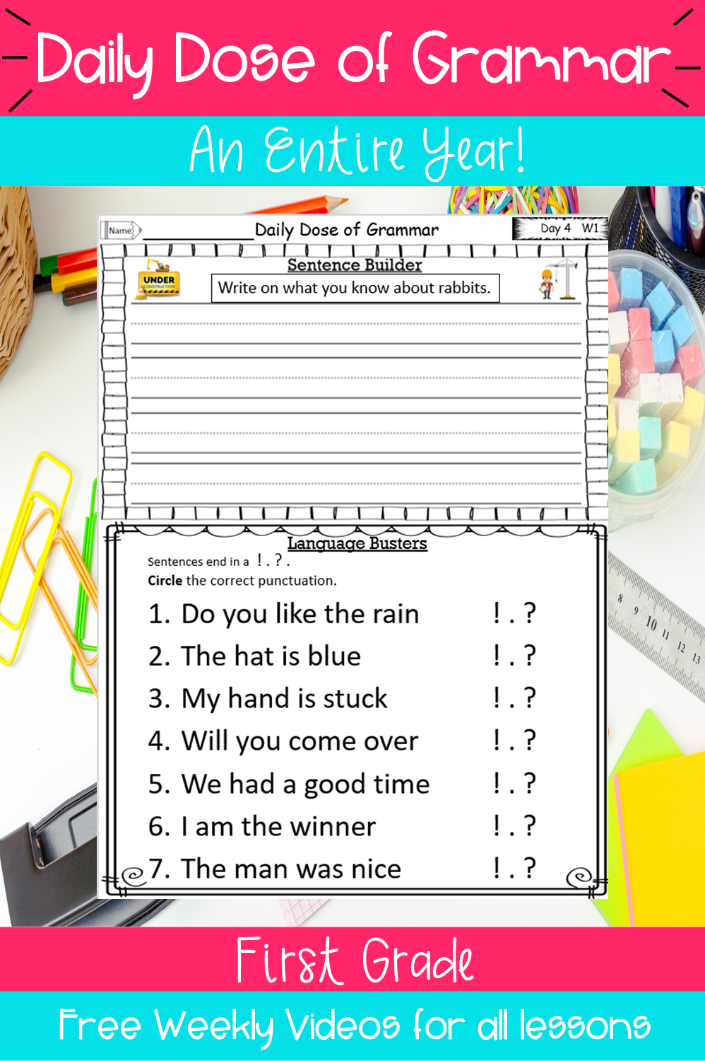 First Grade Grammar Skills Daily Dose Bundle Standards Assessments ...