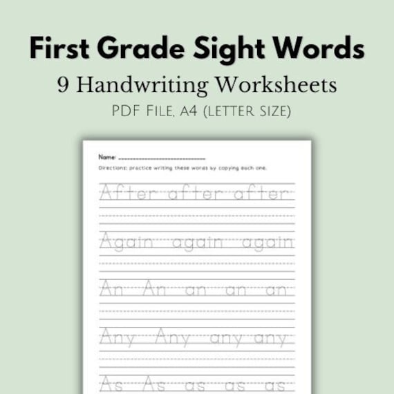 First Grade Sight Words Worksheet, Handwriting Printable Tracing ...