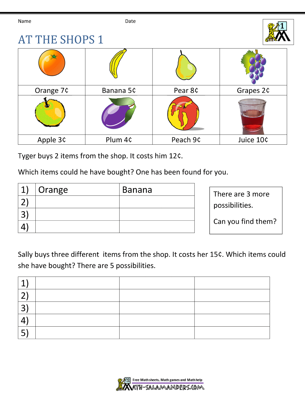 First Grade Math Problems - Worksheets Library