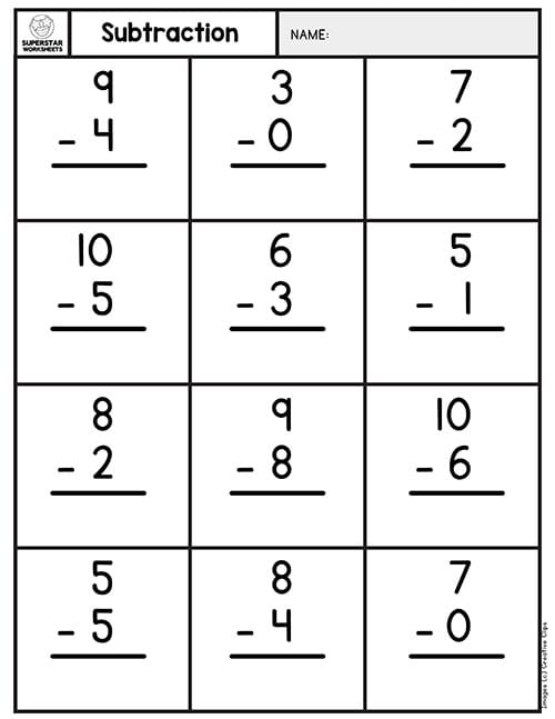 First Grade Subtraction Worksheets - Superstar Worksheets - Worksheets ...
