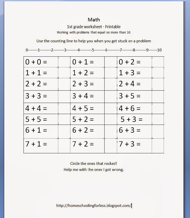 FREE 1st Grade Printable Math Worksheets & First Grade Mad Minutes ...