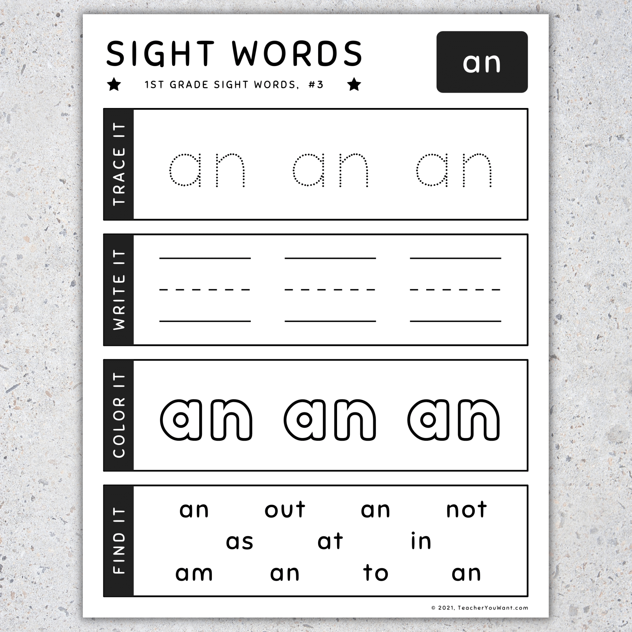 1st Grade Sight Words: Trace, Write, Color, and Find It Worksheets ...