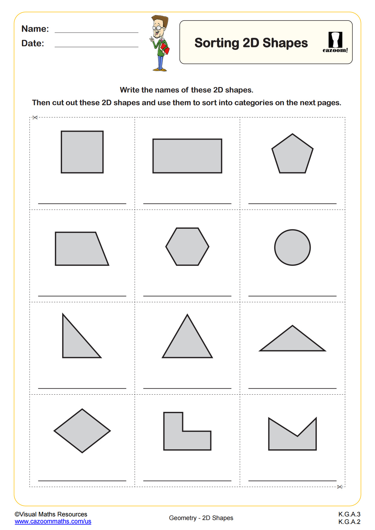 Sorting 2D and 3D Shapes Worksheet for 1st Grade (Free Printable ...