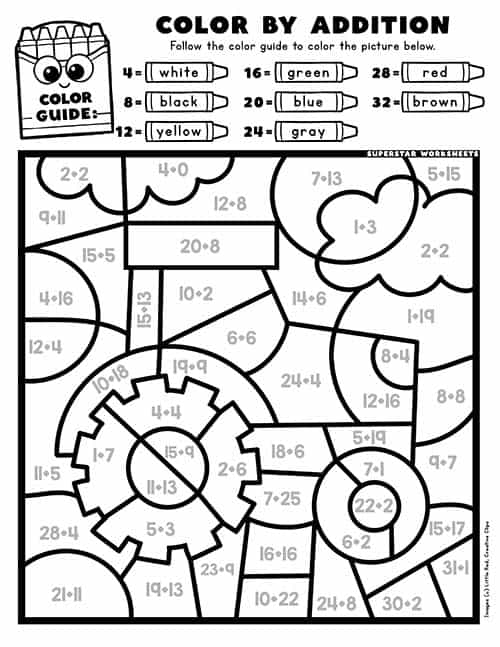 Addition Color By Number - Superstar Worksheets - Worksheets Library