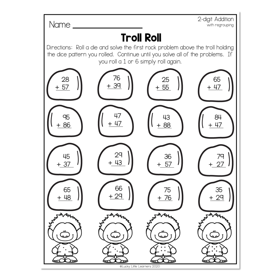 2nd Grade Math Worksheets - 2-Digit Addition With Regrouping ...