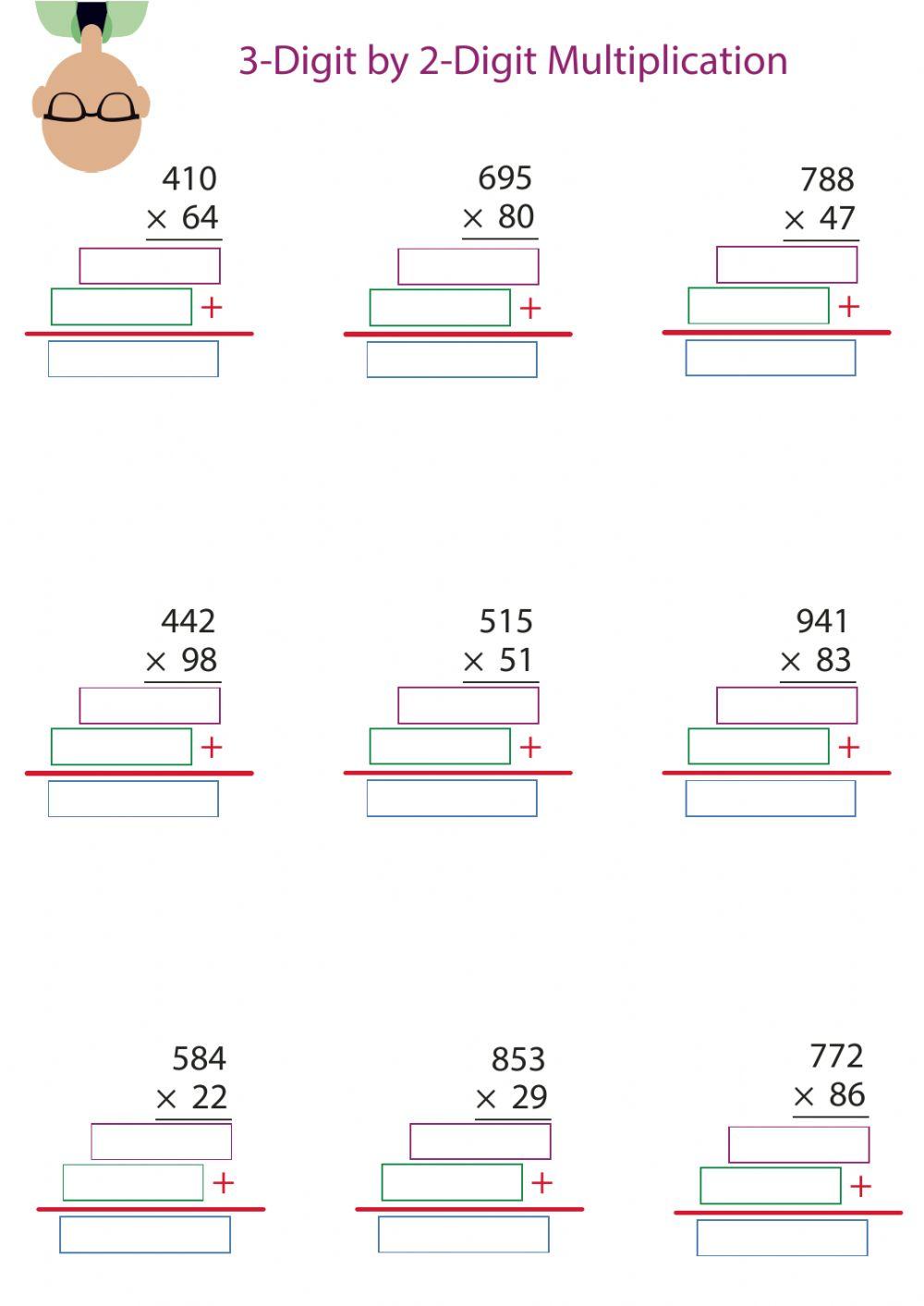 Multiplying 3-Digit by 2-Digit Numbers (A) - Worksheets Library