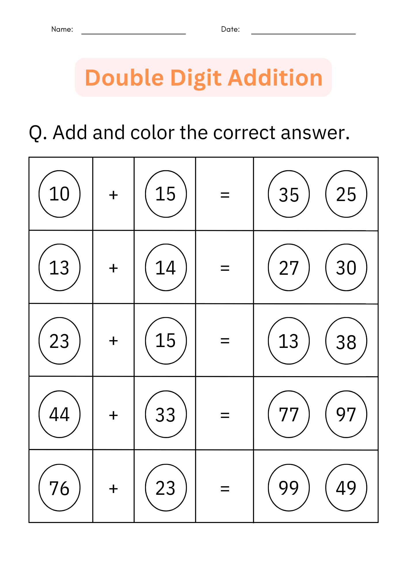Double digit addition with regrouping worksheets for 2nd grade ...