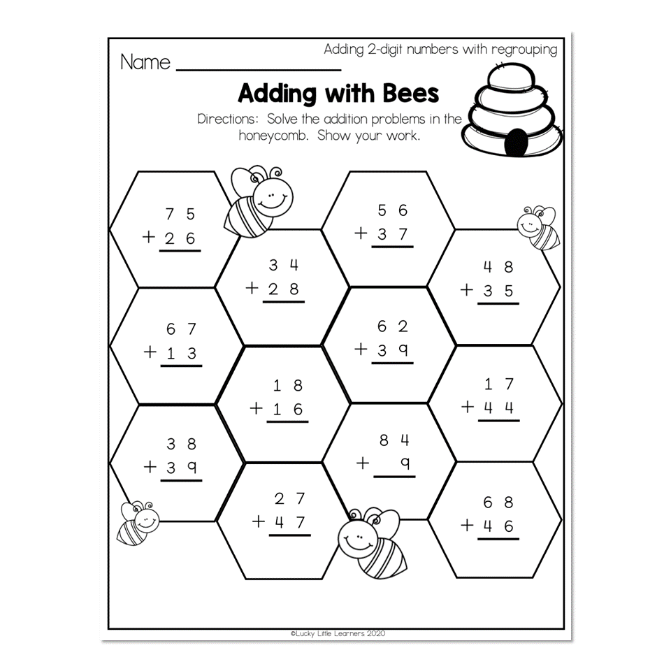 2nd Grade Math Worksheets - 2-Digit Addition With Regrouping ...