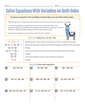 Solve Equations With Variables on Both Sides | Interactive ... - Worksheets Library