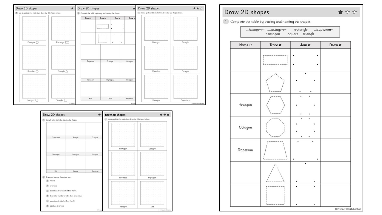 Draw 2D shapes | Worksheets – Primary Stars Education - Worksheets Library