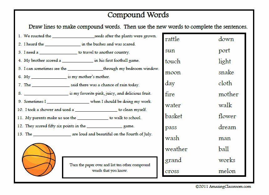 Compound Words Printable Worksheet with Answer Key - Lesson ...