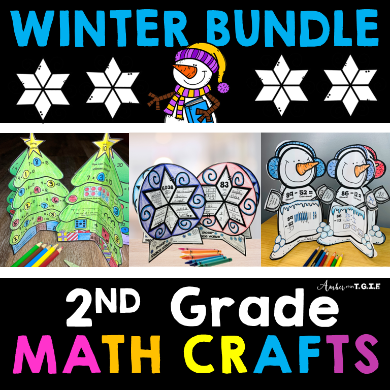 2nd Grade Winter Math Crafts Bundle | December Bulletin Board ...