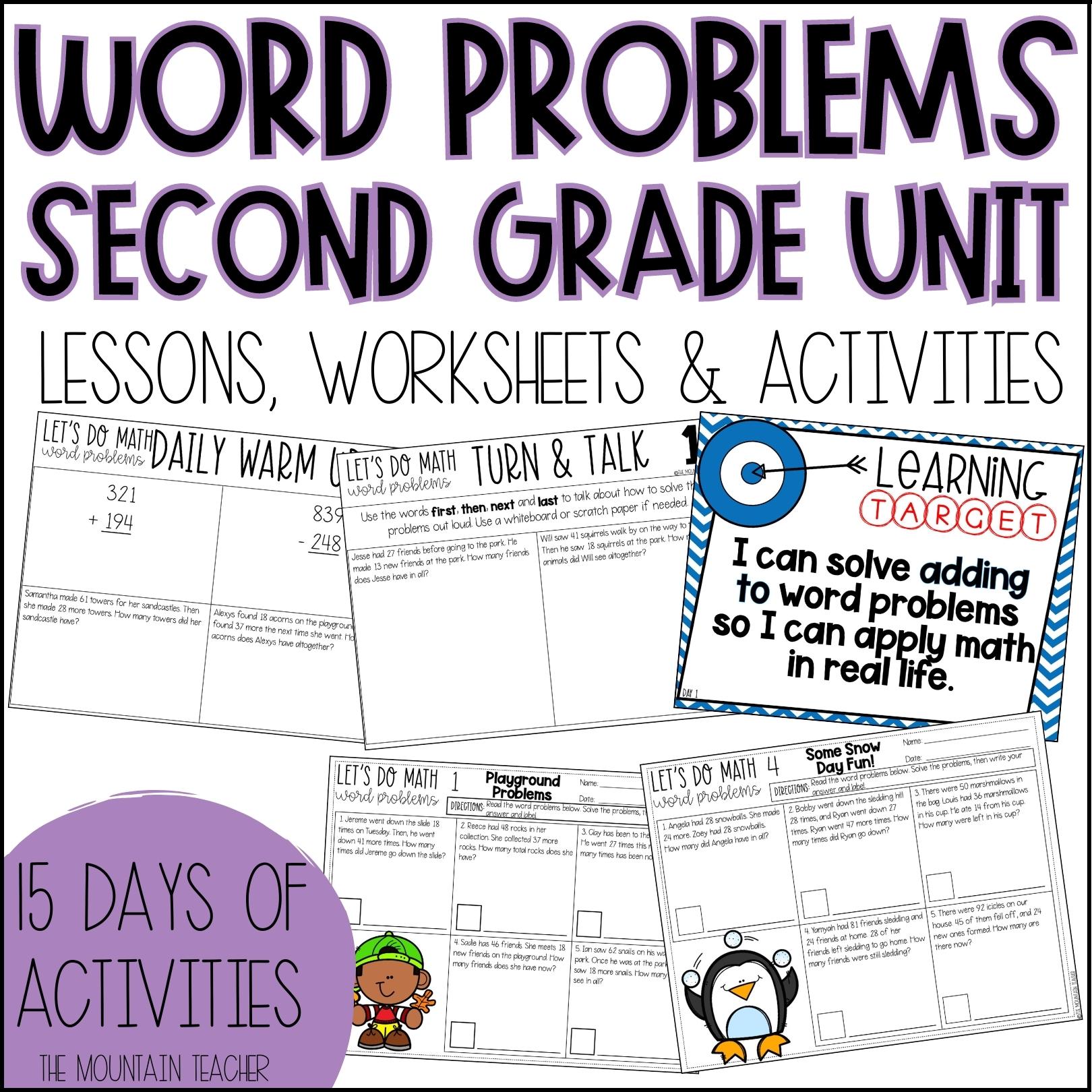 2 Digit Addition and Subtraction Word Problems Worksheets 2nd ...