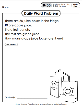 Free 2nd Grade Math Word Problem Worksheets — Mashup Math - Worksheets ...