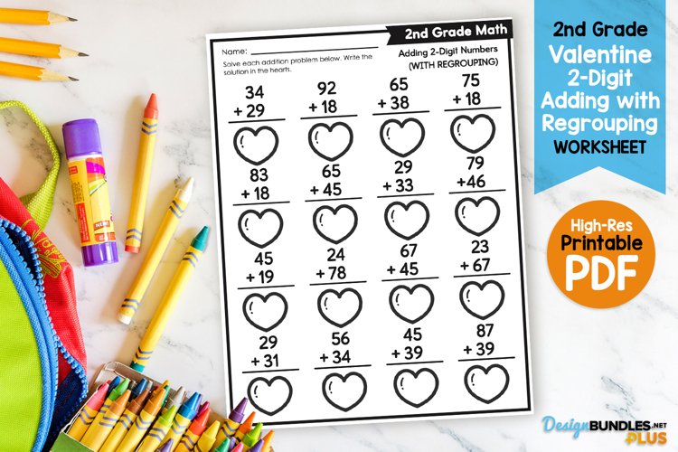 2nd Grade Math -Adding 2-Digit Numbers with Regrouping - Worksheets Library