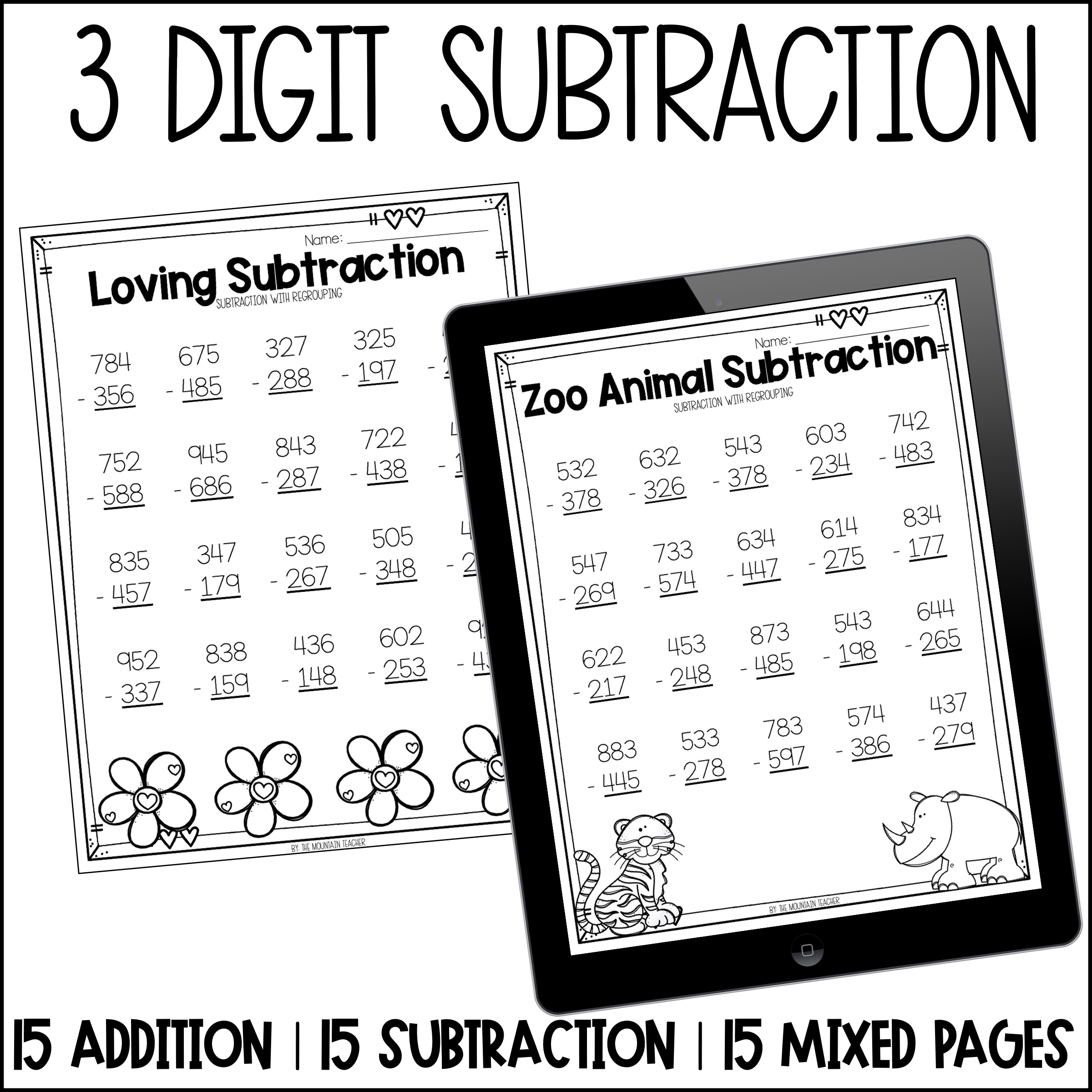 3 Digit Addition And Subtraction Worksheets With And Without 3 Digit Addition And Subtraction Worksheets With And Without