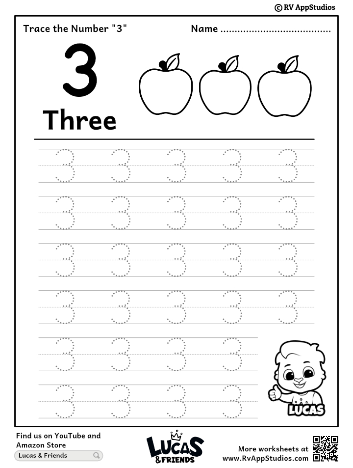 Free Number 3 Worksheet - Worksheets Library