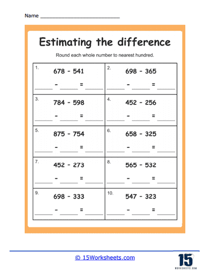 Estimating Differences Worksheets - 15 Worksheets.com - Worksheets Library