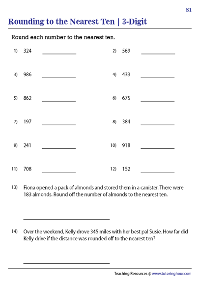Rounding 3-Digit Numbers to the Nearest Ten Worksheets - Worksheets Library