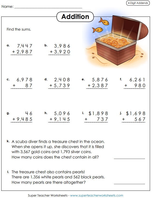 4-Digit Addition With Regrouping Worksheets - ExperTuition - Worksheets ...