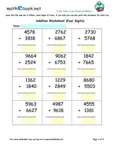 Four Digit Addition With Regrouping Virtual Worksheets Worksheet ...