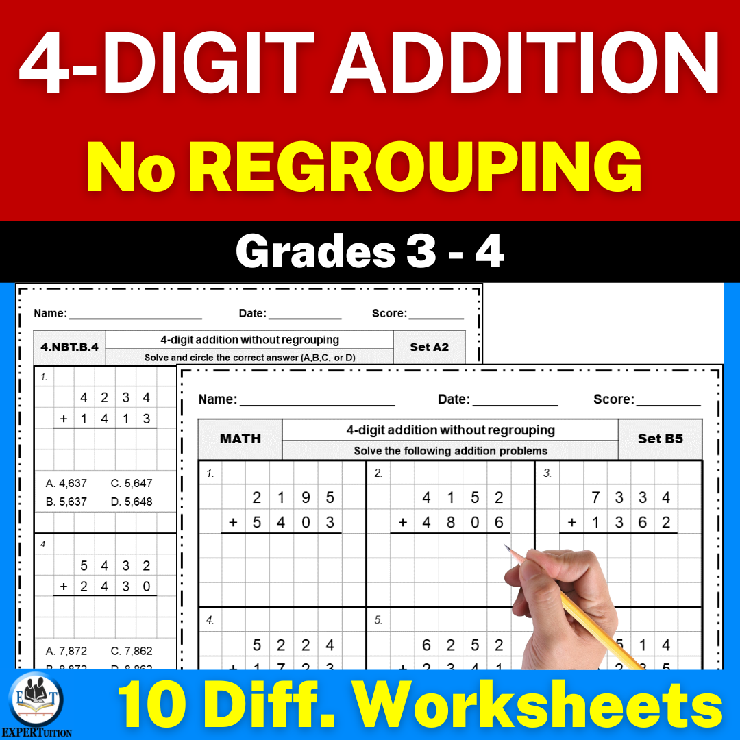 Add 5 Digit And 4 Digit Numbers Without Regrouping Missing Digits
