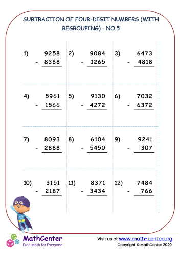 Add and Subtract 5-Digit and 4-Digit Numbers with Regrouping ... - Worksheets Library