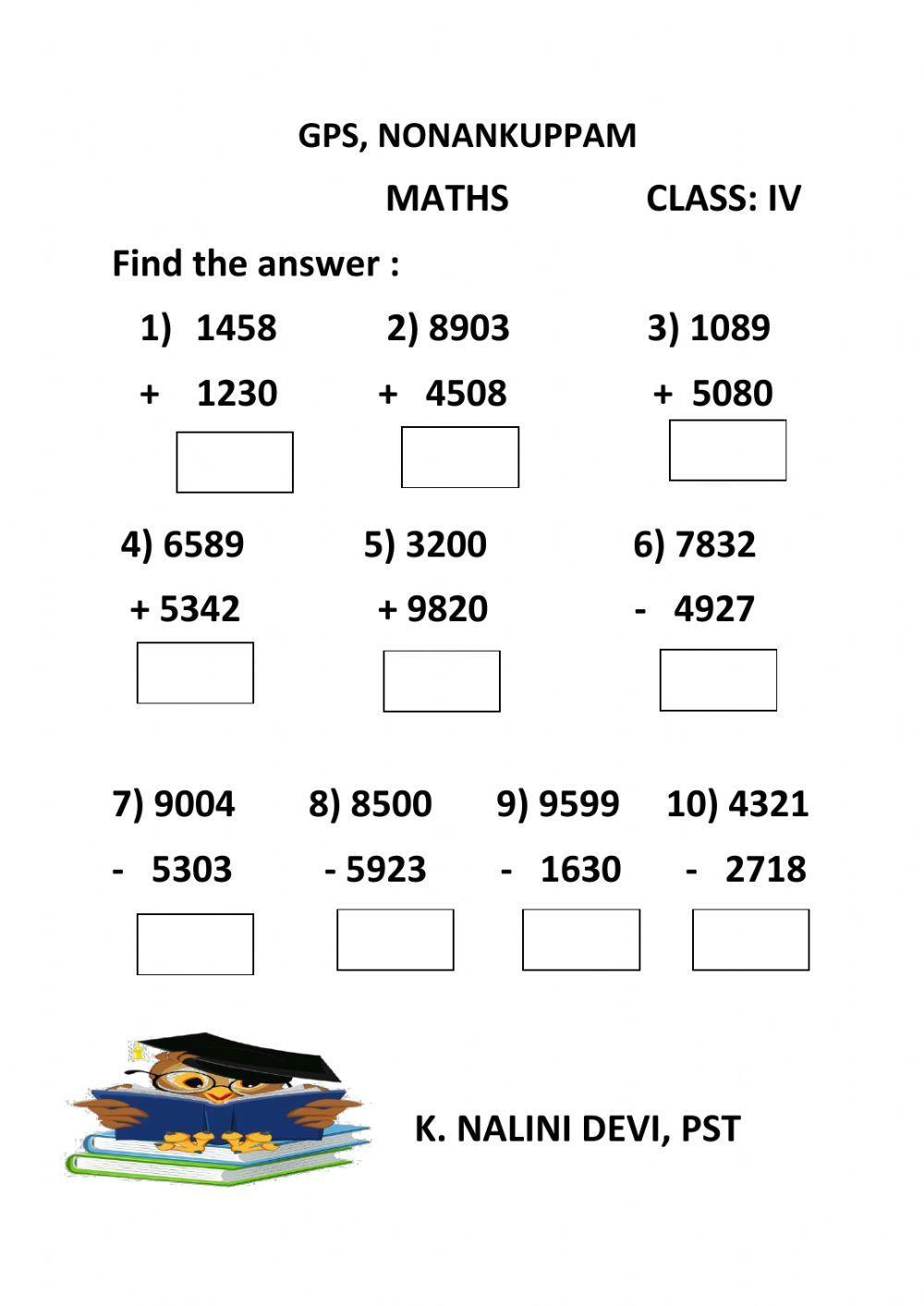4 Digit Subtraction Finding The Missing Digits Worksheets And