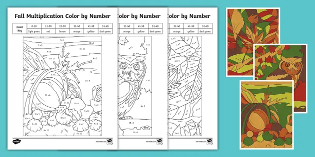 Fall Color By Number Multiplication | Fall | Twinkl USA - Worksheets ...