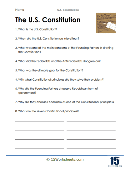 U.S. Constitution Worksheets - 15 Worksheets.com - Worksheets Library