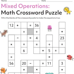 4th Grade Math Vocabulary Crossword Puzzle - Worksheets Library