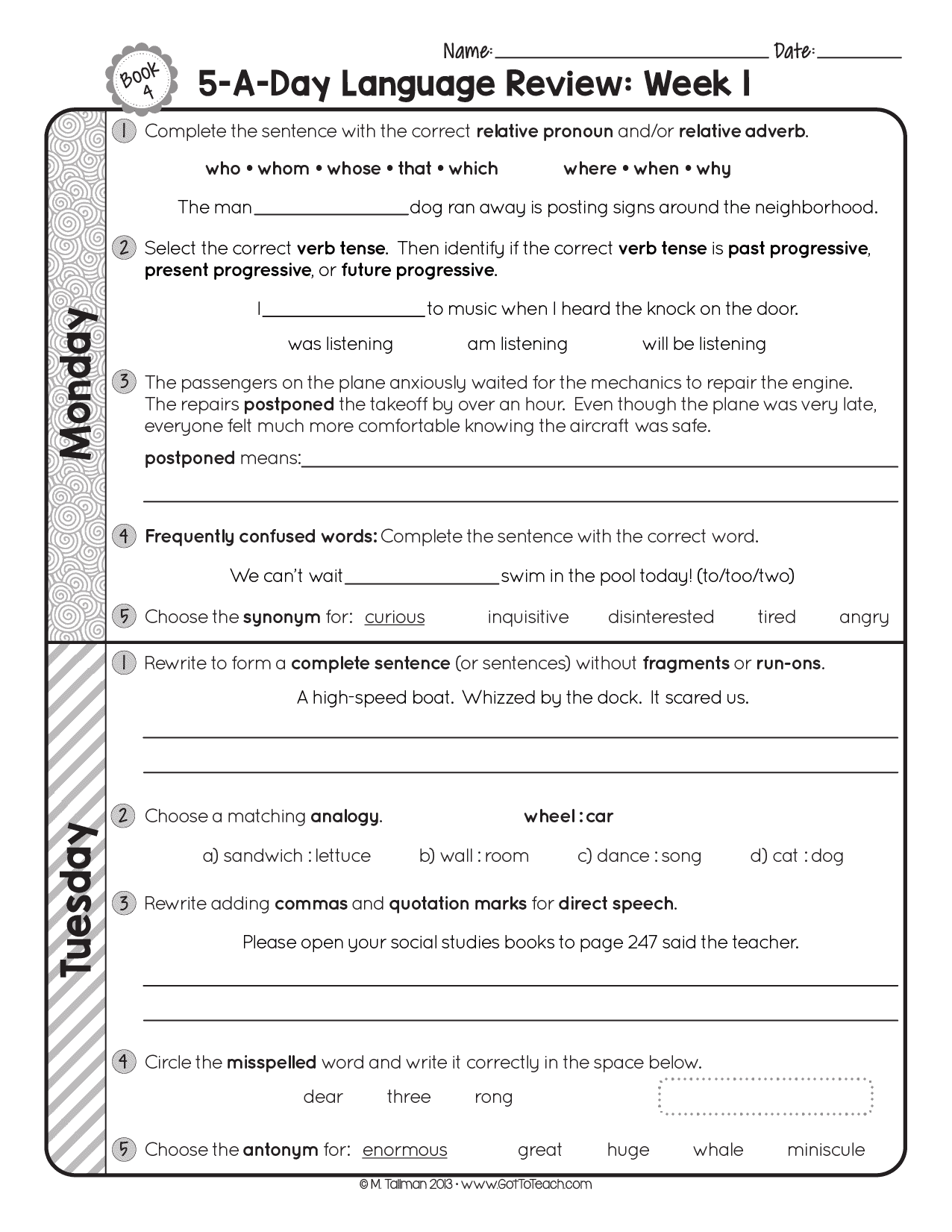 FREE 4th Grade Daily Language Spiral Review Teacher Thrive FREE 4th Grade Daily Language Spiral Review Teacher Thrive