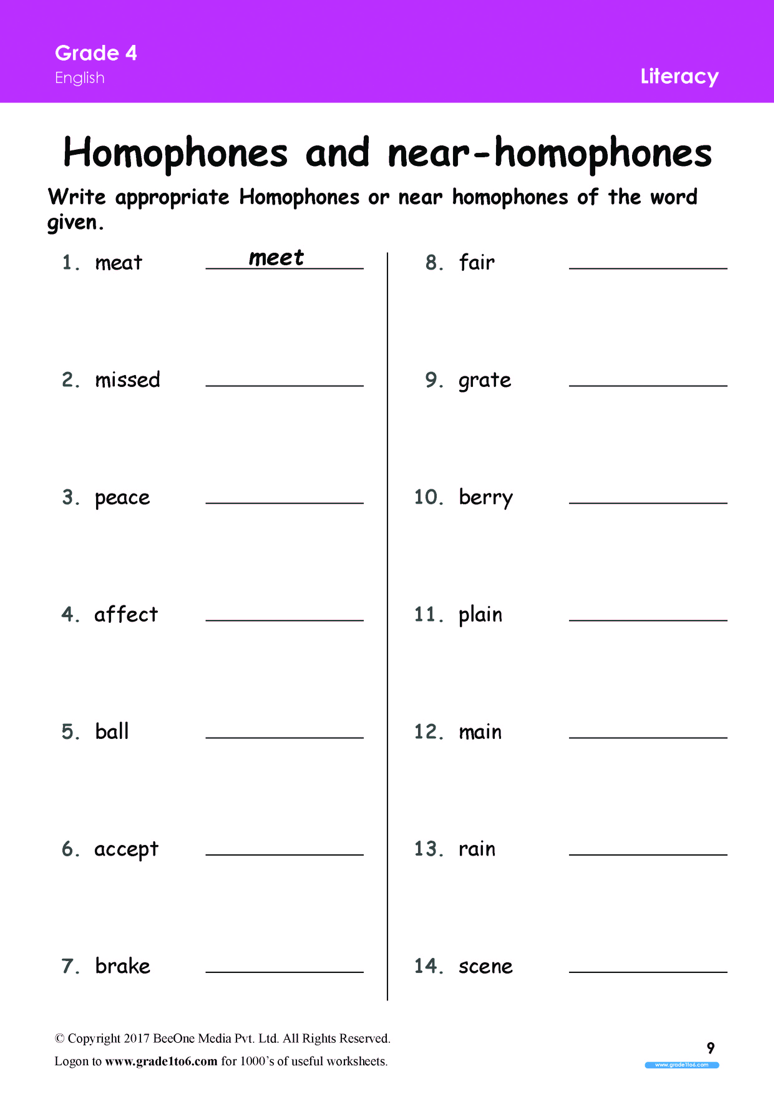 Homophones Worksheets Grade 4 www grade1to6 Worksheets Library Homophones Worksheets Grade 4 www grade1to6 Worksheets Library