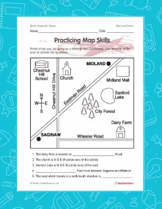 Practicing Map Skills Printable - Geography (2nd-4th Grade ... - Worksheets Library