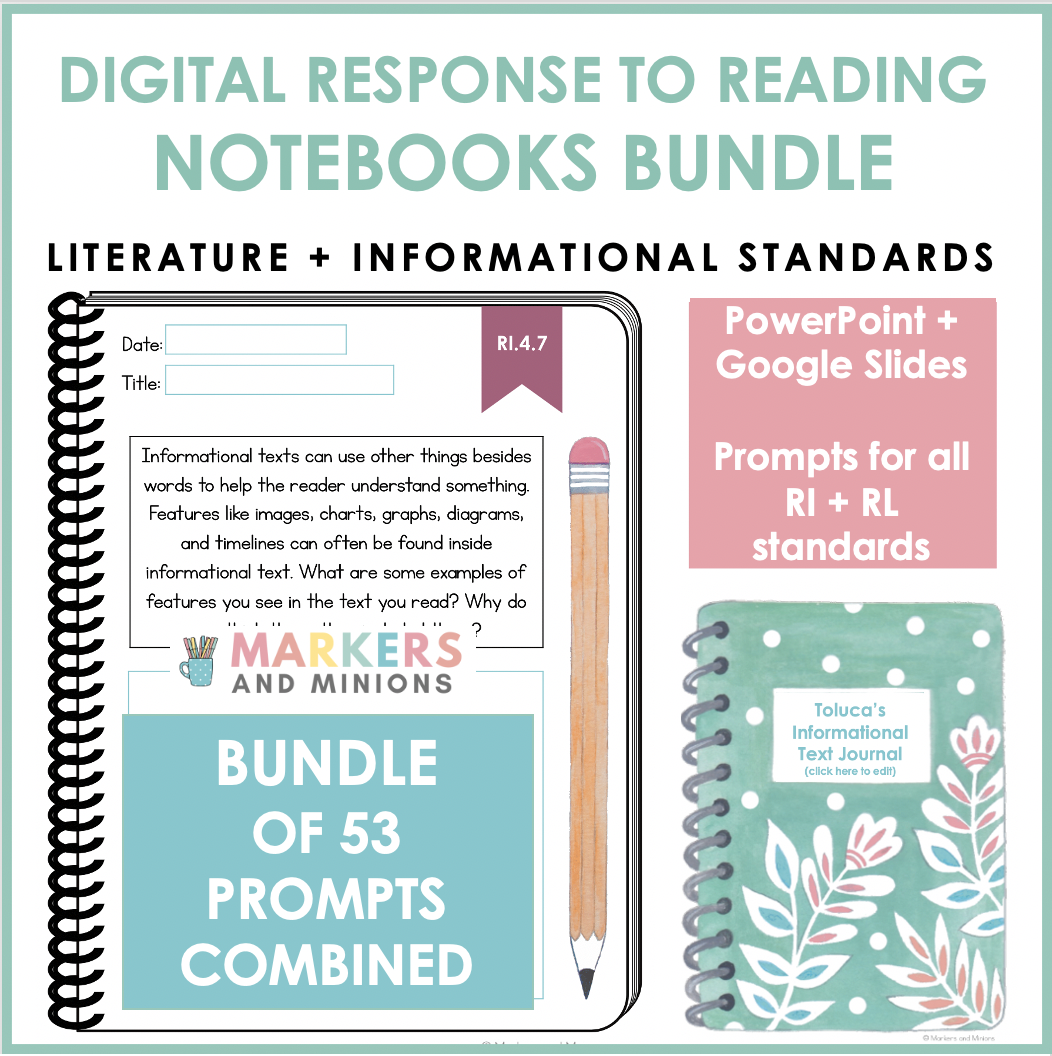 Digital Response to Reading Notebooks (Fourth Grade, RI + RL Standards ...
